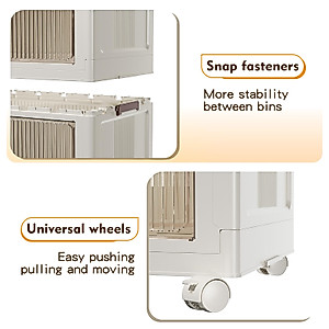 Kmiectse 102 QT Large Storage Bins with Lid, Plastic Storage Organizer for Living Room Bedroom, Foldable Stackable Toy Storage, Storage Containers for House Organizing, 4 Tier 1 Lid