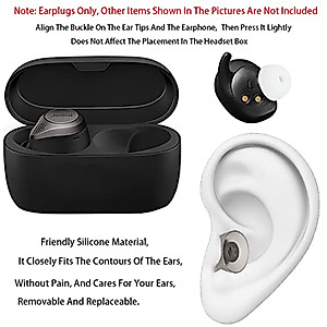 Ear Bud Replacement Pieces Silicone Soft Rubber Earbud Tips Eargel Cover, Compatible with Jabra Elite 75t/ 65t/ Active/ 7 Pro/Elite 3/ Elite S/M/L 6 Pairs Transparent Grey and White