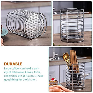 Luxshiny Kitchen Utensils Holder Cutlery Silverware Drying Rack Stainless Steel Chopsticks Drainage Basket Flatware Drainer Holder for Home Kitchen Silver
