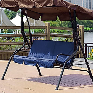 Vikye Swing Cushion Cover, Multiple Colour Swing Waterproof Cushion Replacement 3Seat Chair Seat Cover for Outdoor Swing(Dark Blue (Supplier Specification: Blue))