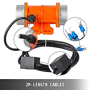 VEVOR AC Concrete Vibrator 110V Motor Vibrating Motor 100W Single Phase AC Electric Vibrating Motor Aluminum Alloy Case 3600rpm Asynchronous Vibration Motor 2M Cable Concrete Vibrator IP65 Waterproof