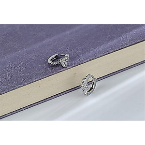 CZ Sideways Heart Cartilage Small Hoop Earrings for Women Cubic Zirconia Tiny Love Beaded Huggie Hoops Hypoallergenic Earring Delicate Birthday Holiday Easter Gift 7mm