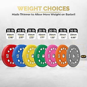 AMGYM Color Olympic Bumper Plate, Weights Plates, Bumper Weight Plate, Steel Insert, Strength Training(140lb set)