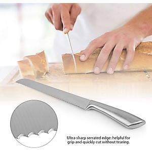 TOPINCN Bread Knife Stainless Steel Serrated Baking Knife Cake Bread Kitchen Cutter Hand Tool