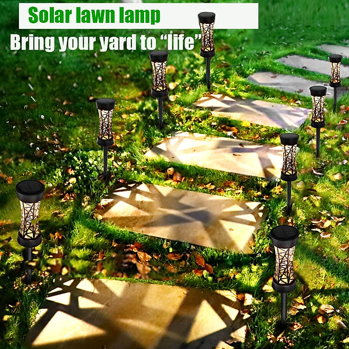 Solar Powered LED Garden Lights,Waterproof Solar Pathway Lights Outdoor, Automatic Led Halloween Christmas Decorative Landscape Lights for Patio,Bright Lawn Walkway Lights Solar Garden Lights-4PACK