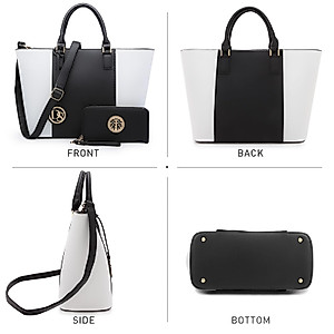 Dasein Satchel Purse Handbag for Women Large Shoulder Work Tote Bag With Matching Wallet