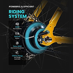 MAGICYCLE Commuter Electric Bike for Adults 350W Motor Belt Drive Ebike 52V 7A Lightweight Electric Bike 28" 20MPH Commuter Electric Bicycle Up to 40 Miles (Black)