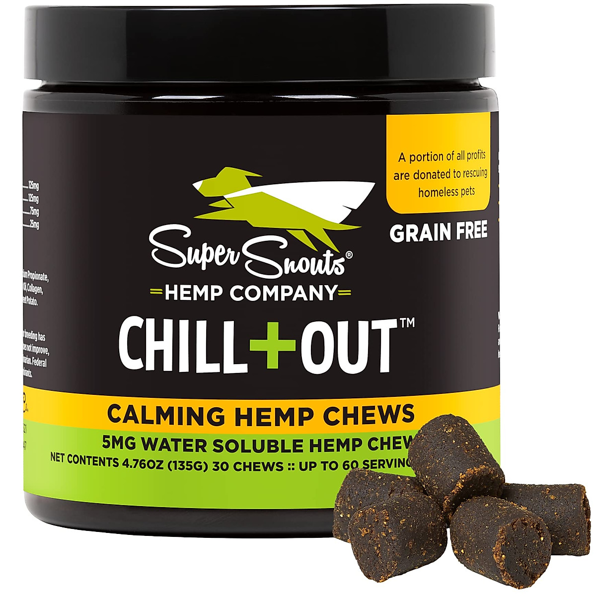 Super Snouts Chill + Out– 30 Soft Chews – Calming Chews for Dogs and Cats Help Maintain Your Pet’s Emotional Balance – Made in The USA
