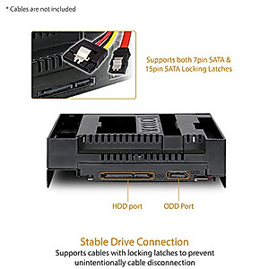 ICY DOCK Tool-Less 3.5” SATA HDD Mobile Rack and Ultra-Slim 9.5mm ODD Bay for External 5.25” Bay | DuoSwap MB971SPO-B (3.5" HDD + ODD)