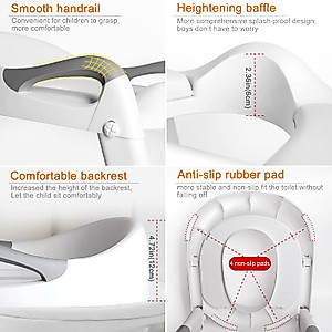 Wakagen Height adjustable potty training toilet seat with steps for boys and girls infant toddler child toilet training seat with handle, padded seat, non-slip wide steps, (ZX-001)