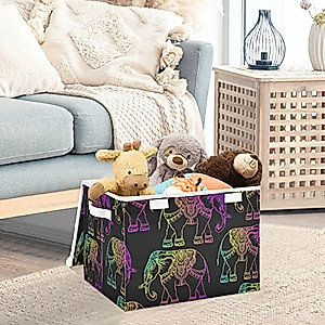 innewgogo Elephant Storage Bins with Lids for Organizing Closet Organizers with Handles Oxford Cloth Storage Cube Box for Books
