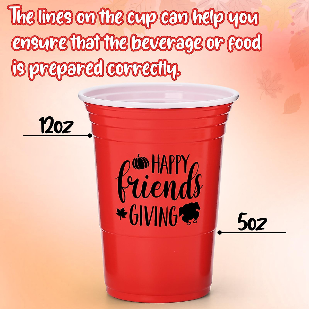 Nefelibata 48 Pack 15OZ Thanksgiving Party Plastic Cups Friendsgiving Disposable Tableware Friends Gathering Party Supplies Thanksgiving Dinner Wedding Birthday Favors Give Thanks Drinking Cups