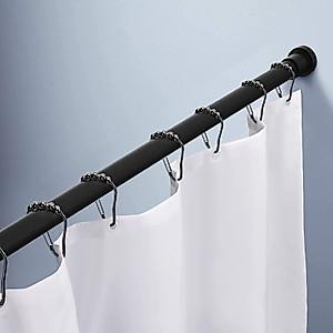 Eboatop Long Tension Shower Curtain Rod 62-105 inches - Adjustable Non-Slip Spring Tension Curtain Rod for Bathroom, Window, Doorway, Matte Black