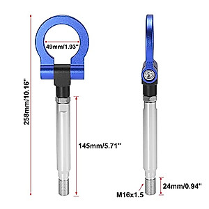 X AUTOHAUX Blue Aluminum Alloy Front Bumper Trailer Ring Eye Towing Tow Hook Screw for Subaru Impreza WRX BRZ