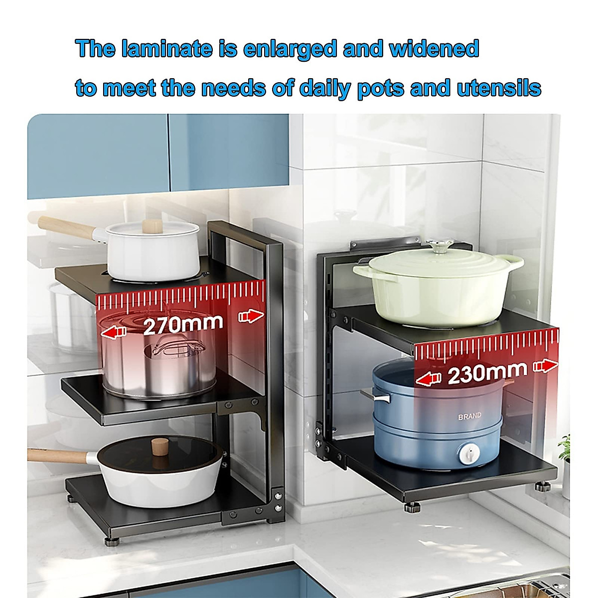 Pots And Pans Organizer for Cabinet.3-Tiers Heavy-Duty Pot and Pan Rack for Kitchen Organization, Height Adjustable and Space Saving Pot Organizer football Valentine's Day President's Day Gift