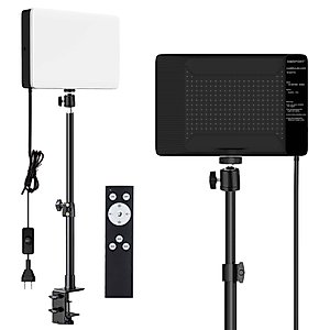 LED Desk Bi-Color Video Light Key Light Studio Streaming Lights Panel Light with Desk Clamp C-Clamp Stand 3800K-6500K Dimmable Wireless Remote Studio Photography Lighting for Gaming Zoom Video