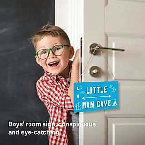 Little Man Cave, Toddler Boy Room Decor, PVC Plastic Decoration Hanging Sign, Water proof, Kids Room Signs For Door