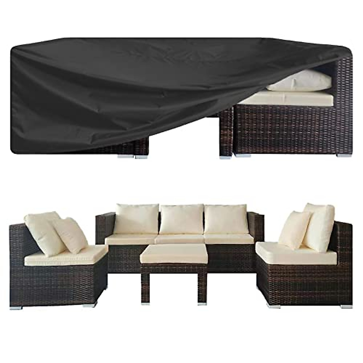 Garden Balsam Patio Furniture Cover Outdoor Table and Chair Set Covers Outdoor Dining Set Cover Outdoor Sectional Sofa Set Covers Water Resistant Rectangle 74"L X 47"D X 28"H Black