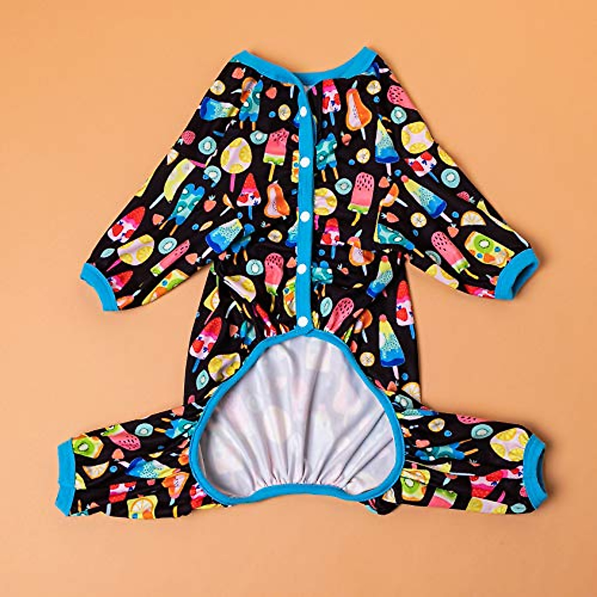 LovinPet Big Dog/Full Belly Coverage/for Big Dogs/Pullover Pitbull Shirt for Men Big Dogs/Fruit Popsicle Frozen Black Prints/Lightweight Big Dogs Pullover, Full Coverage Large Breed Dog Pjs