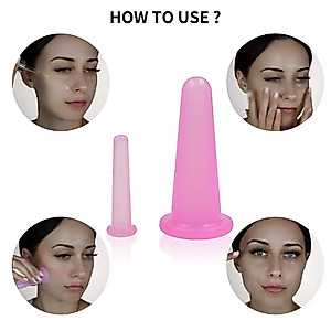 KRISMYA 4 Pcs Facial Cupping Set,Natural Silicone Facial Massage Cup for Body,Face,Neck,Back,Eye Massage,Vacuum Tank,Perfect for Body,Facial Care,Anti-Aging Beauty Tool(2 Small&2 Large, Pink)