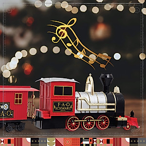 FAO Schwarz 1006832 Classic Motorized Train Set, Complete Toy Set with Engine, Cargo, 18' of Modular Tracks, Red/Black, Pack of 30