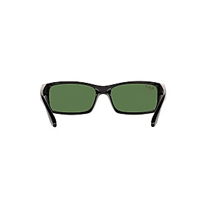 Ray-Ban RB4151 Rectangular Sunglasses, Black/Polarized Green, 59 mm