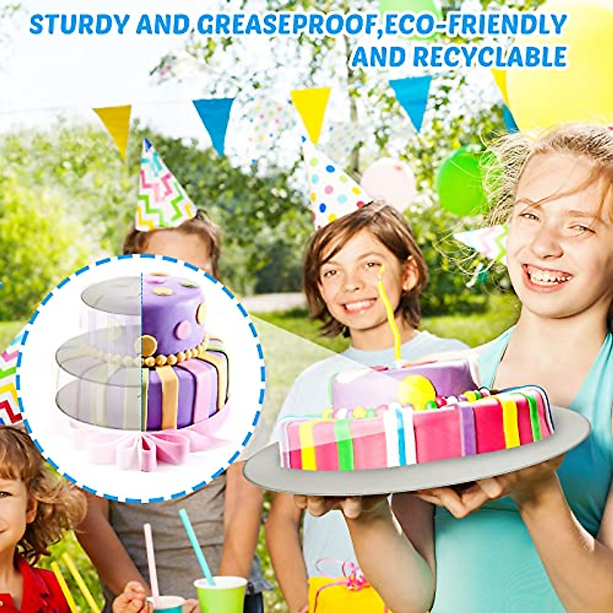 112 Pieces Cake Board Kit Sturdy Round Cake Board 4 Inch, 6 Inch, 8 Inch, 10 Inch with Parchment Paper Round and Plastic Cake Dowel Rod Cake Separator Plate for Tiered Cake for Party Wedding Birthday