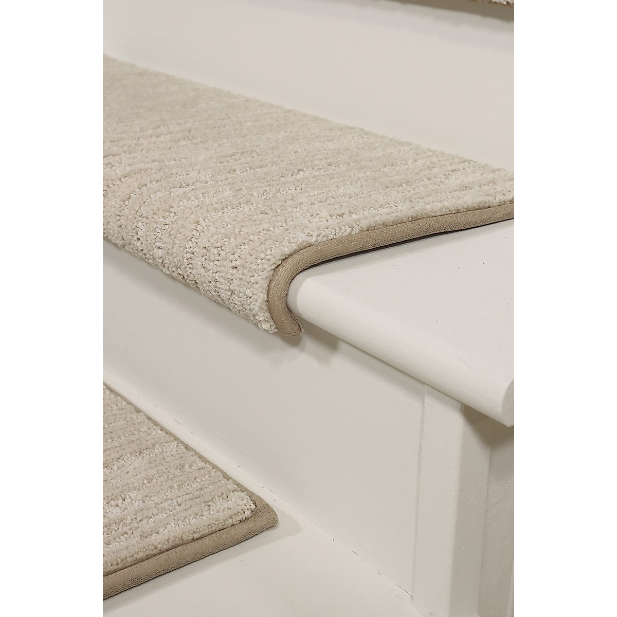 Oak Valley Designs™ Rounded Bullnose Carpet Stair Treads - Anti Slip Indoor Stair Mats for Wooden Stairs, Style: Brindle, Cottonwood, 27” W X 9.75" D (Set of 14)