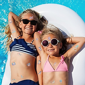 Glitter Temporary Tattoos for Kids, Konsait Waterproof Glitter Tattoo Stickers Kit Rainbow Princess Theme Party Birthday Party Supplies 10 sheets