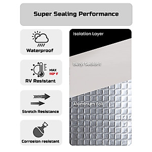 Lichamp Aluminum Butyl Tape, Waterproof Butyl Aluminum Foil Tape 2 inches x 16.4ft for RV Repair, Roof, Window Patch, Boat and Outdoor Pipe Sealing