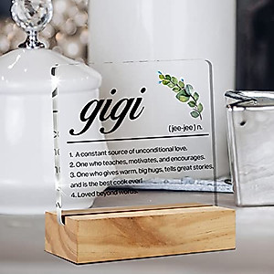 Gigi Gift Grandma Gifts From Grandchildren, Gigi Definition Desk Decor Grandma Best Gigi Acrylic Desk Plaque Sign with Wood Stand Home Office Desk Sign Keepsake