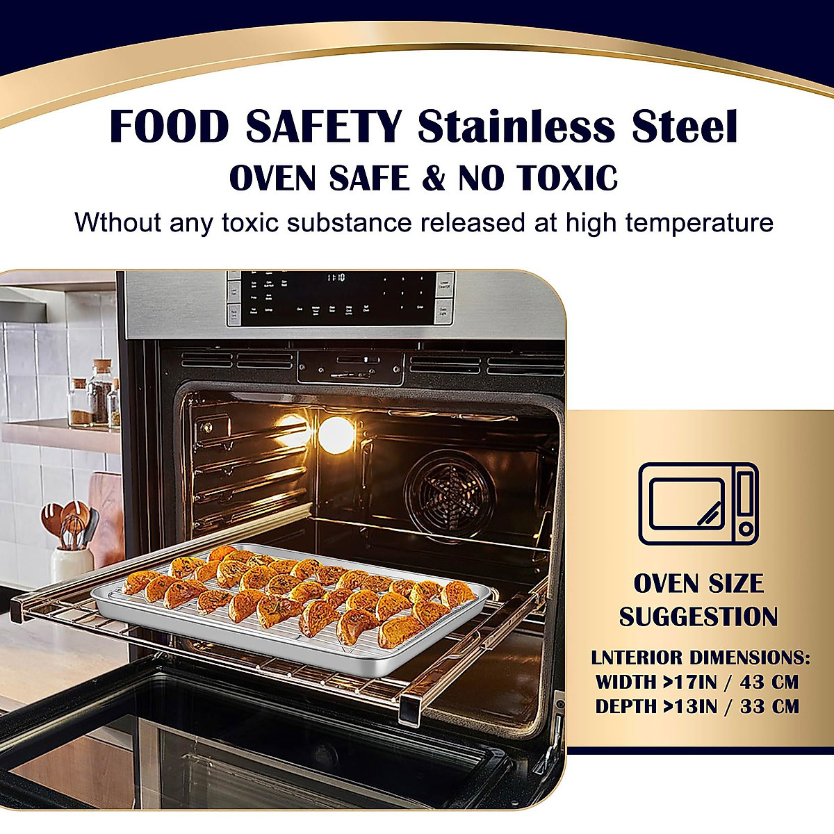 4Pcs Baking Sheet Pan with Rack Set, Joyfair Stainless Steel Oven Rectangular Pans Tray & Cooling Racks for Cookie/Jelly Roll/Bacon, Commercial Metal & Rust-free, Dishwasher Safe (16 Inch)