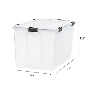 IRIS USA 156 Quart / 39 Gal. WEATHERPRO Plastic Storage Box with Durable Lid and Seal and Secure Latching Buckles, 3 Pack, Weathertight, Keep Dust and Moisture Free, For Oversized and Bulky Items