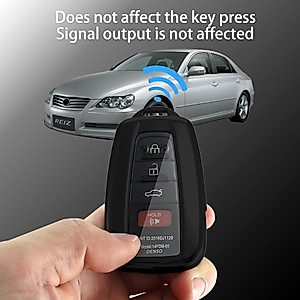Kirsnda Compatible with Toyota key fob cover,case with keychain,Soft TPU 360 Degree Protection Key Case for Camry RAV4 Highlander Avalon C-HR Prius Corolla GT86 Smart Key,Black