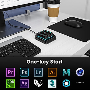 AIRUSAN One-Handed Mechanical Keyboard, RGB LED Backlit Macro Keyboard, 9 Fully Programmable Keys Support One-Click Start,Hotkeys,NKRO,Fully Programmable Keys for Work & Daily Study