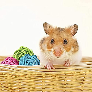 Hamster Sea Grass Hammock with Mat 3 Rattan Balls Set - Natural Hanging Tunnel Bed House Snuggle Hut Small Animal Chew Toys for Silk Bear Hamster Rat Gerbil Sugar Glider Bird (4.72''Lx3.93''W)