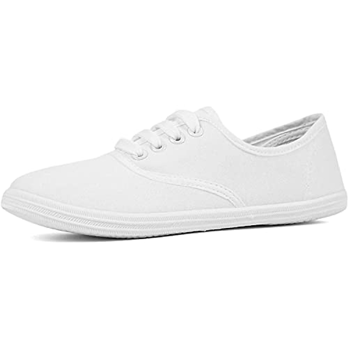 VenusCelia Women's Rainbow Lace Up Sneaker Shoes (8 M US,White)