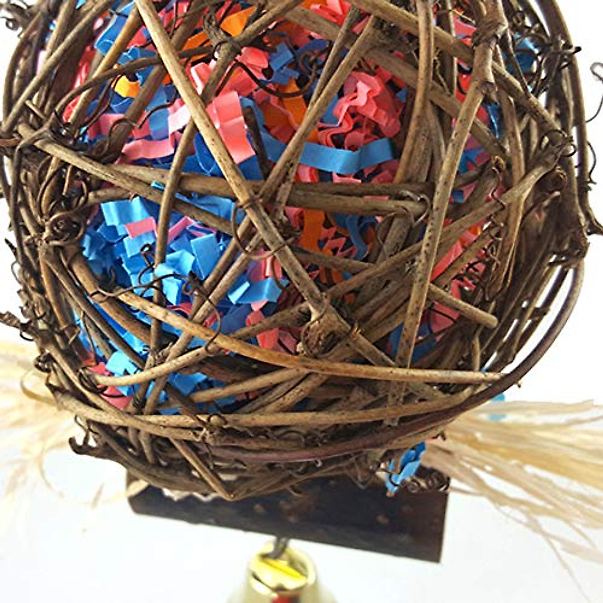 N/ hfjeigbeujfg Bird Toy,Parrot Cage Chewing Toys Small Parrot Chewing Toy Rattan Ball with Paper Strips for Budgie Parakeet Bird - Random Color