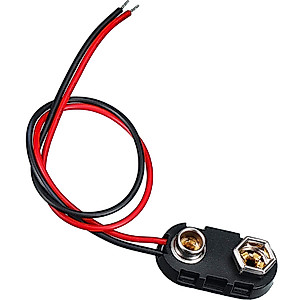 BBTO 20 Pack 9 V Battery Clip Connector Long Cable Connection Hard Shell Black Red Connector (I Type)