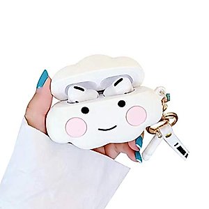 Aikeduo Compatible Airpods Pro Case 3D Cute Cartoon Character Silicone for Airpods Pro Cover Funny Fun Keychain Skin, Silicone Girls Boys for Airpods Pro Fashion Case (Cloud)