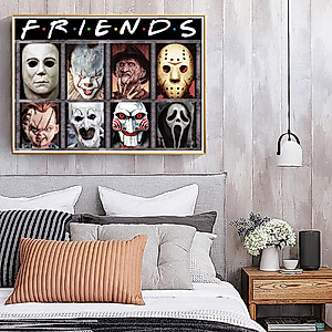 Halloween Diamond Painting Kits for Adults,Horror Theme Diamond Art Kits, 5D DIY Full Drill Diamond Dots Paintings with Diamonds Gem Art and Crafts for Home Wall Decor-12X16inch