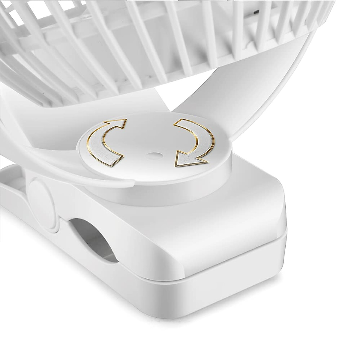 Viniper 6 inch Rechargeable Clip on Fan, 5000mah Battery Desk Fan : 360° Rotation & 3 Speeds Strong Wind Portable Fan, 8-30 Working Hours, Quiet and Powerful (White)