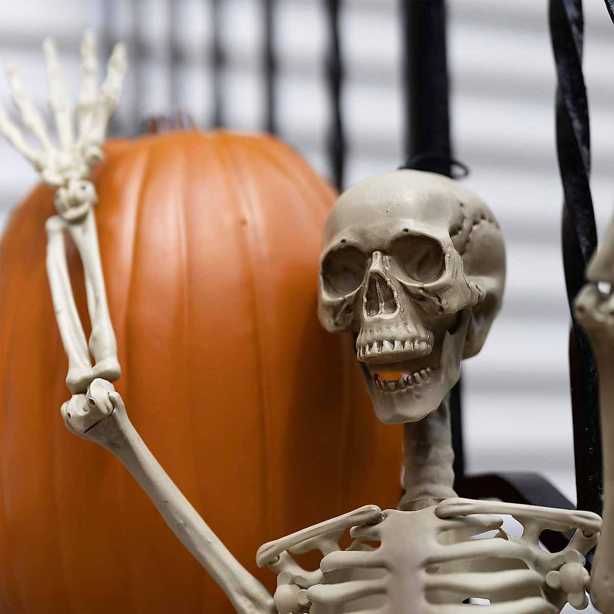 Posable Life Size Human Skeleton Family Set of 4-2 Adult (5' 2")& 2 Children (2')-Halloween Prop Indoor Outdoor Decorations w Bending Articulated Bones- Spooky Haunted House Party Lawn Décor