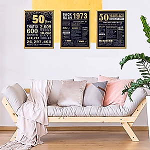 50 Years Ago 50th Birthday Wedding Anniversary Poster 3 Pieces 11 x 14 70s Party Decorations Supplies Large Sign Home Decor for Men and Women ( Back in 1973 - 50 Years)