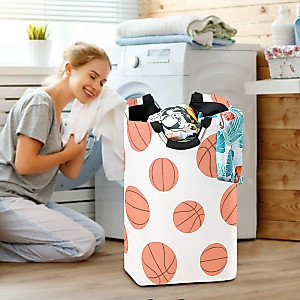 22.7"(H) Collapsible Laundry Hamper Basketball Print Laundry Basket Organizer Large with Handle Foldable Clothes Hamper