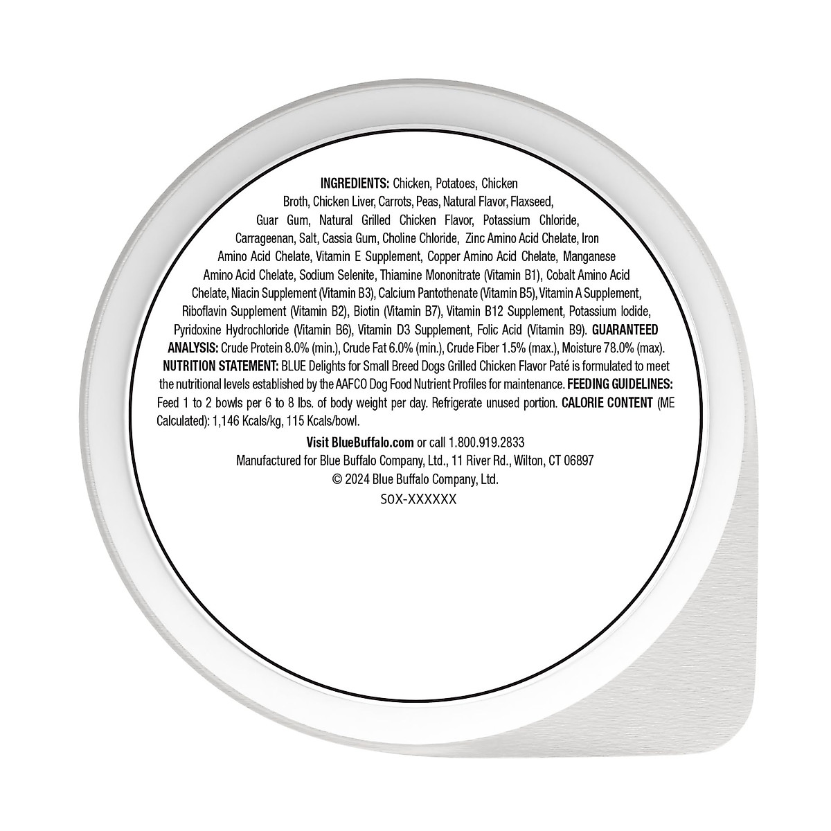 Blue Buffalo Delights Natural Adult Small Breed Wet Dog Food Cups, Pate Style, Grilled Chicken Flavor in Savory Juice 3.5-oz (Pack of 12)