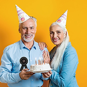 Black Happy 50th Birthday Tinplate Badge Pin, Black Rosette It's My 50th Birthday Button, Diamond 50th Birthday Award Badge Pin, Fifty Years Old Birthday Party Decorations