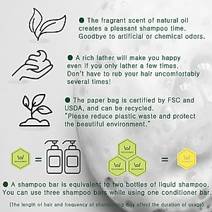 WONDERBAR101 Oily Hair and Oily Scalp Dandruff Shampoo Bar – plant-based, pH balanced, Eco-friendly, Plastic Free Packagig. (Rosemary)