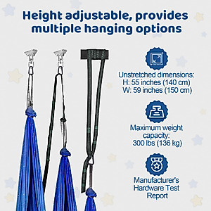 HiCamer Double Layer Sensory Swing for Kids & Adults Holds up to 300lbs Indoor and Outdoor Therapy Cuddle Swing with 360° Swivel Hanger Kit Adjustable Swing with Aspergers Autism ADHD (Star Blue)