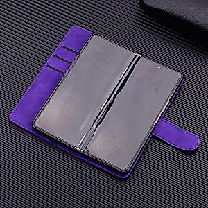 EAXER for Samsung Galaxy Z Fold 4 Case, Shockproof Wallet Pouch Cover Kickstand Credit Card Slots Case Cover (Purple)